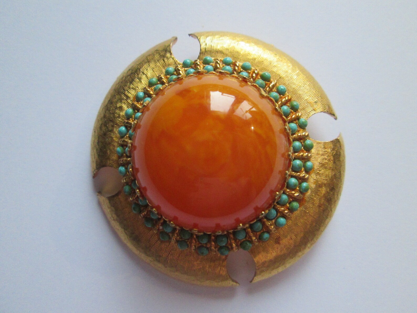 1950s Cadoro Marbled Bakelite Turquoise Dome Gold Plated Brooch - Etsy