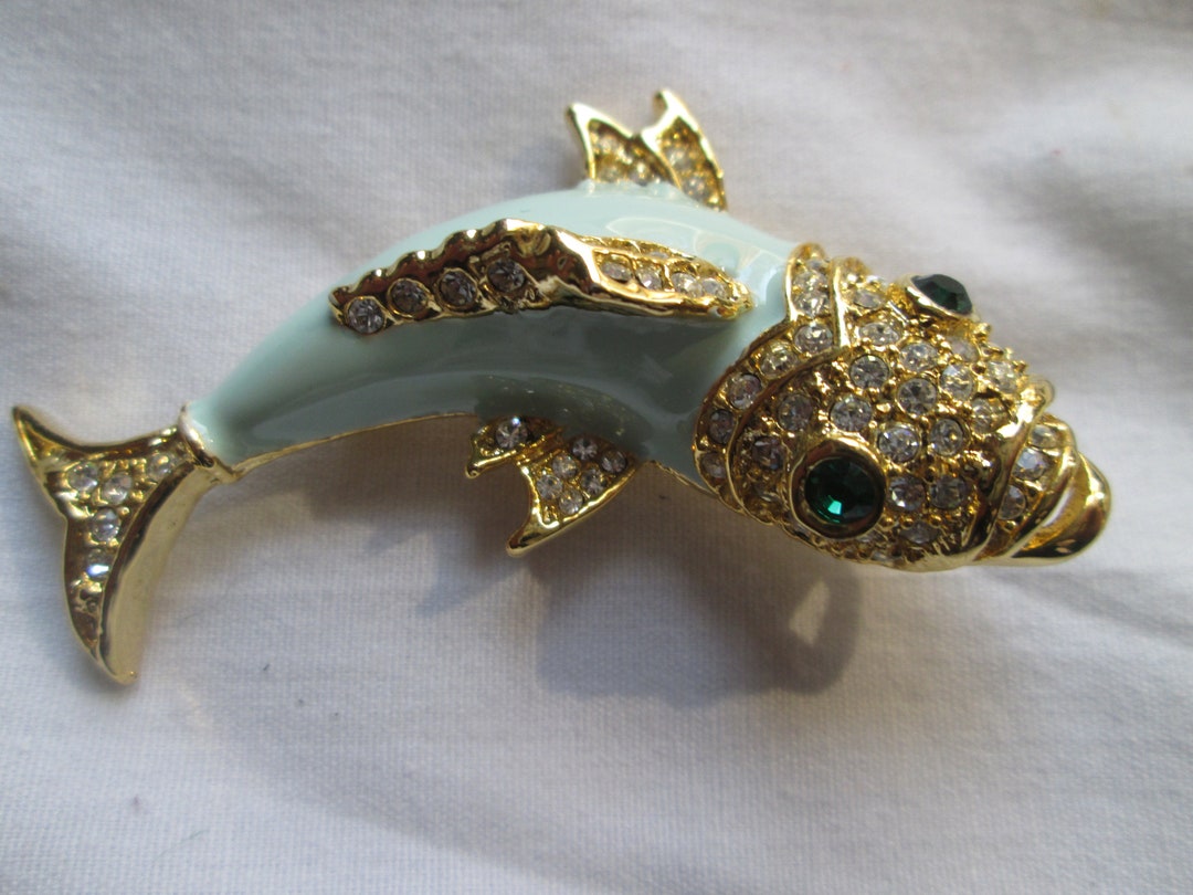 Koi Fish Rhinestone Enamel Brooch - Etsy