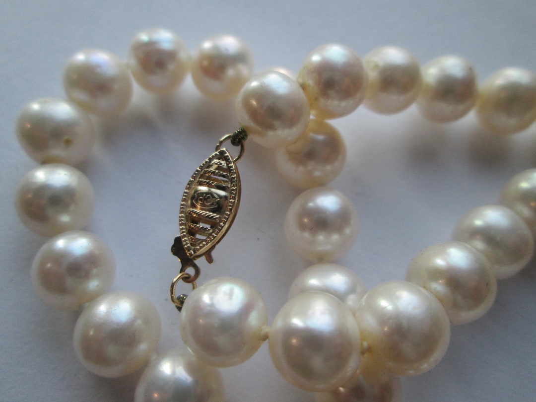 14k Akoya Cultured Pearl 8mm Necklace 18 - Etsy