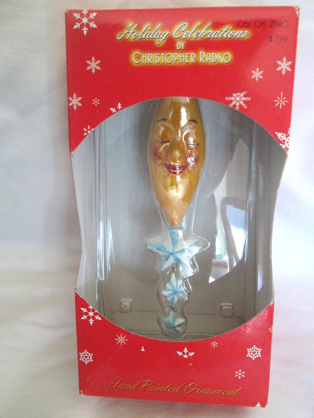 1990s Christopher Radko Moon Stars Glass 8" Ornament in Box - Etsy