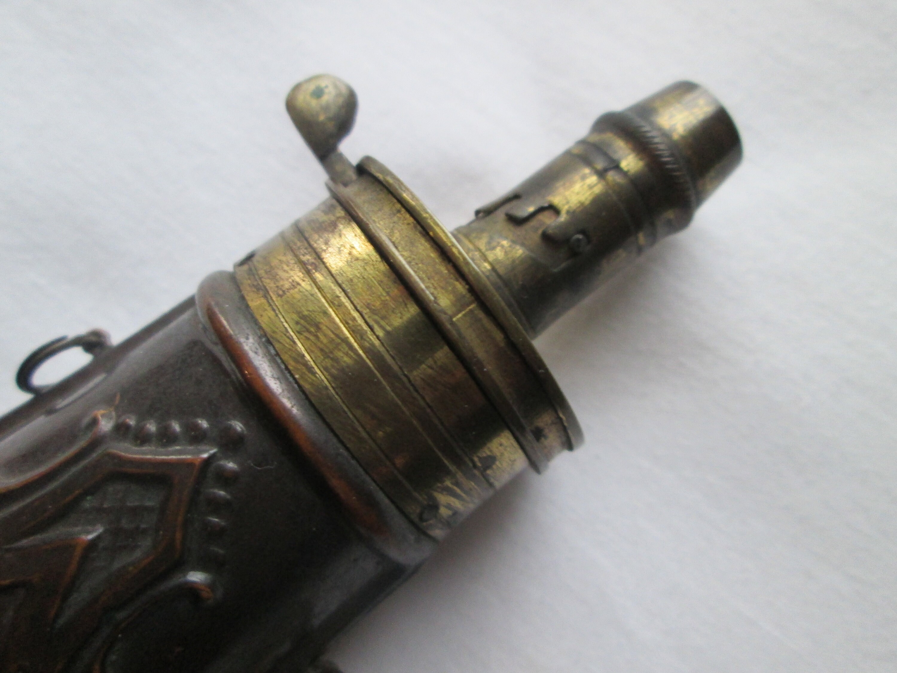 Civil War Gun Powder Flask Copper Brass Embossed Hunting Dogs - Etsy