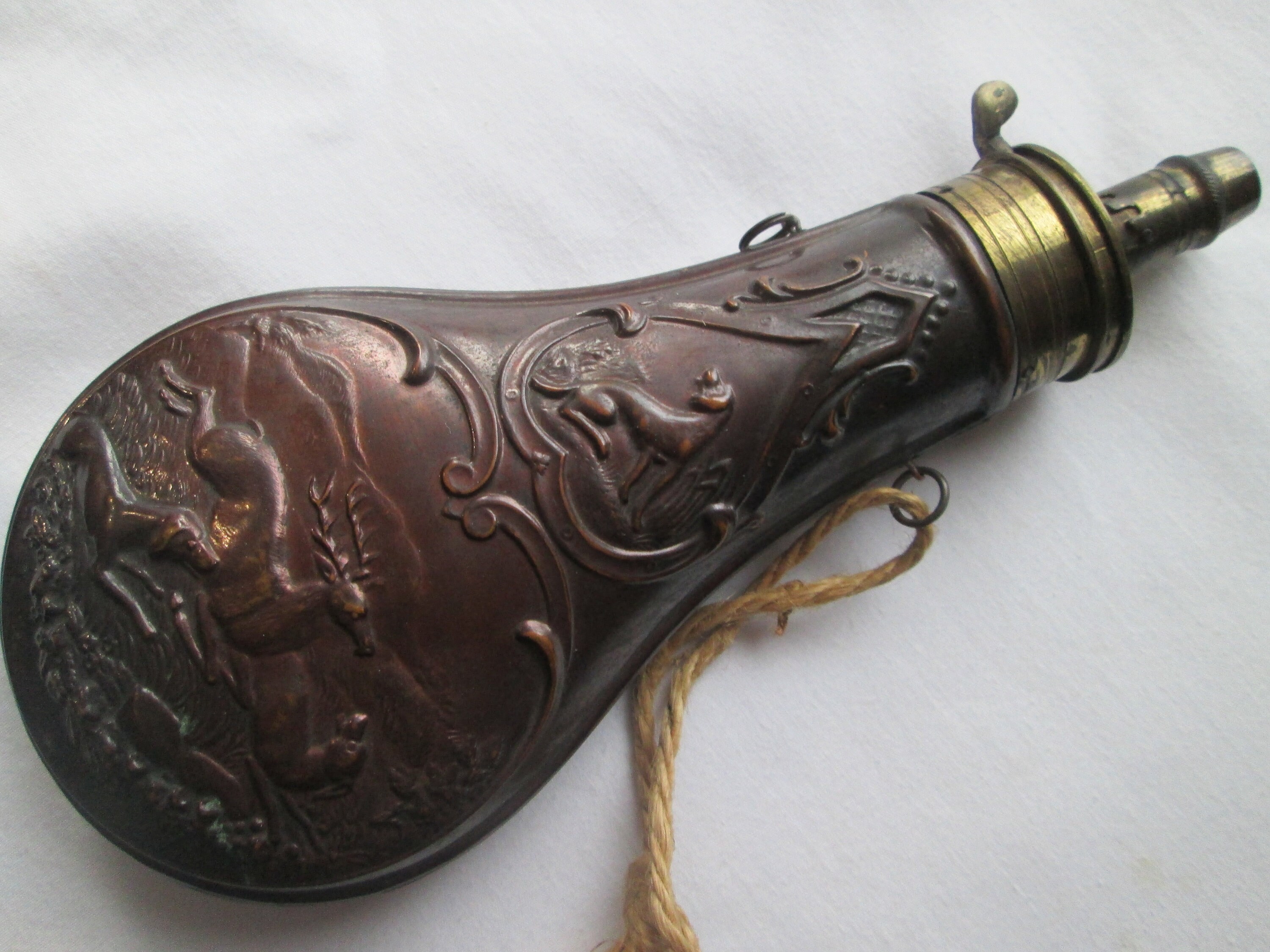Civil War Gun Powder Flask Copper Brass Embossed Hunting Dogs - Etsy