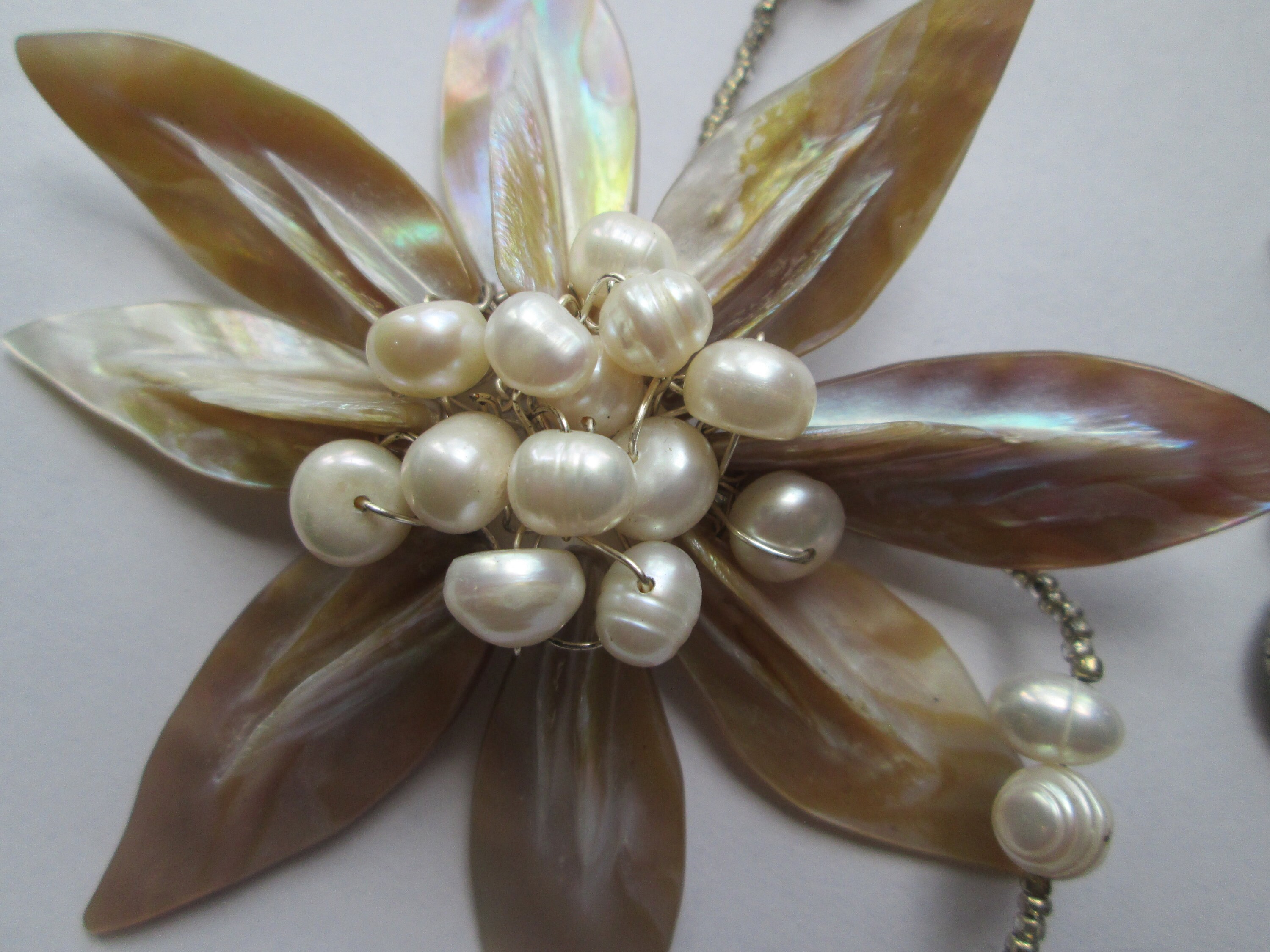Freshwater Pearl Shell Flower Necklace Toggle Clasp - Etsy