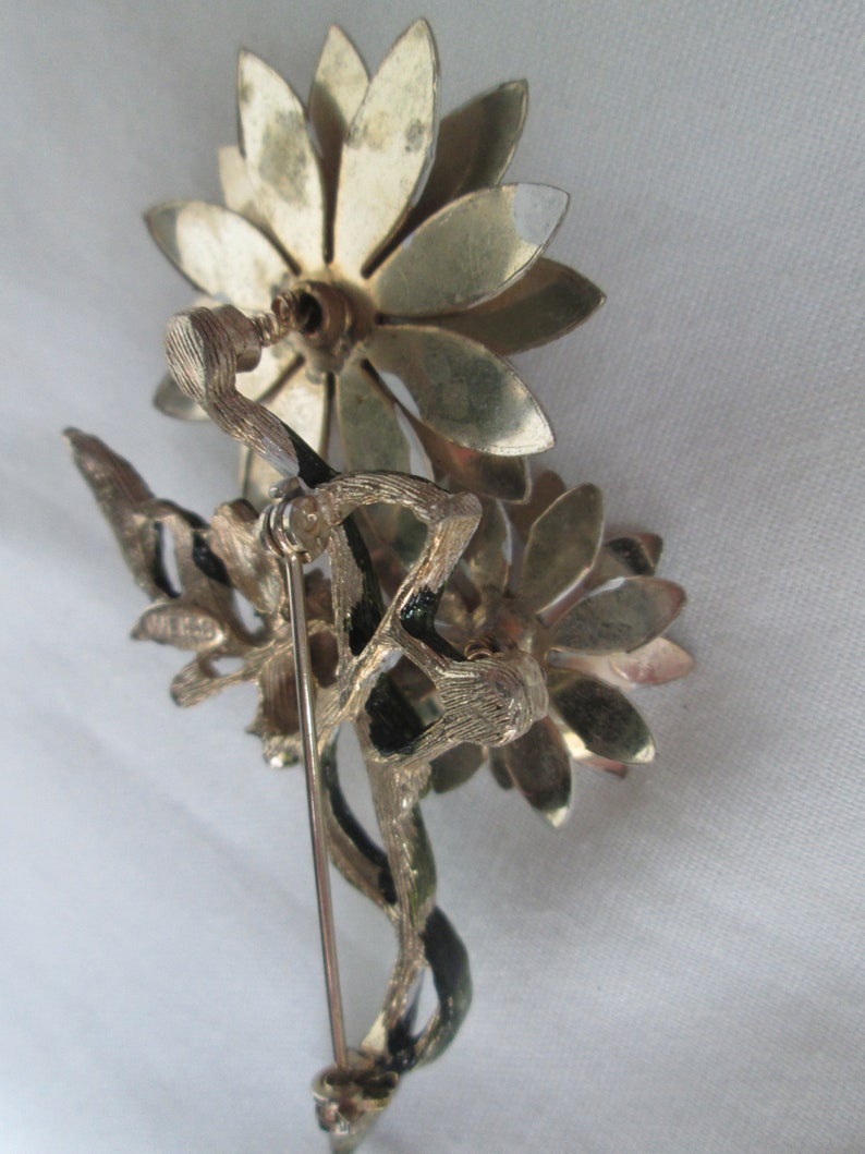 1940s Weiss Mechanical Trembler Enamel Rhinestone Flower - Etsy 1940s Weiss Mechanical Trembler Enamel Rhinestone Flower - Etsy