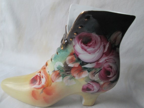 Large Victorian Porcelain Shoe Boot Limoges Hand Painted | Etsy