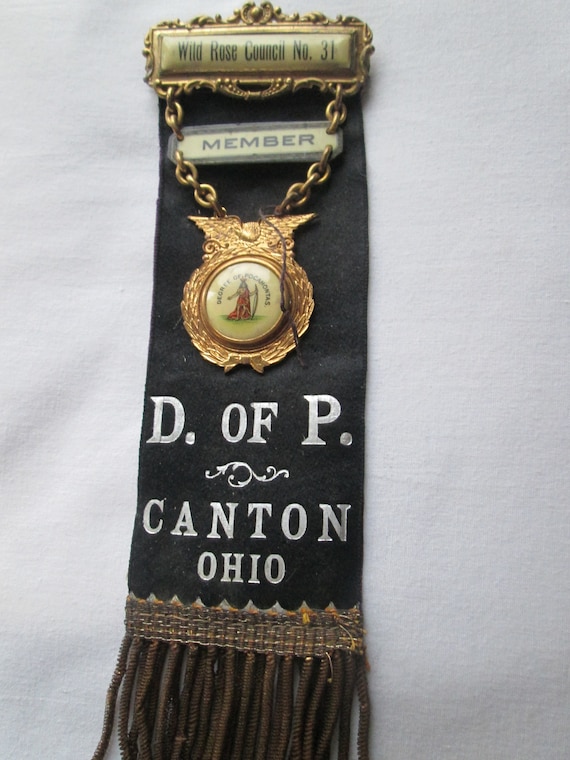 1890s Degree of Pocahontas D of P Ribbon Badge Pin | Etsy
