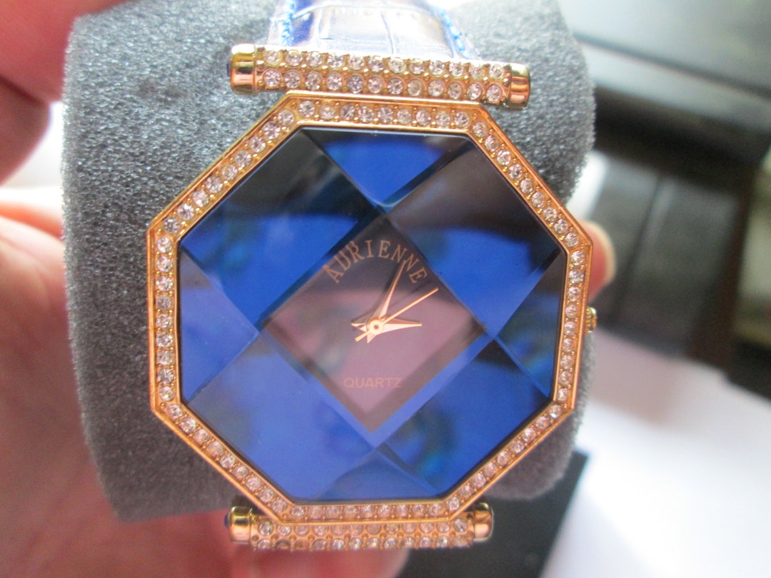 Adrienne Crystal Rhinestone Blue Watch Mint in Box - Etsy