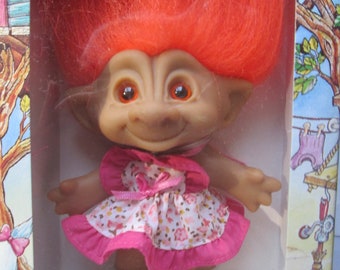 Vintage Ace Novelty Treasure Troll Doll, Red Hair, Red Diamond Jewel ...