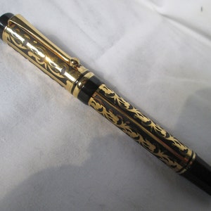Vintage Fancy Ornate Gold Black Writing Pen - Etsy