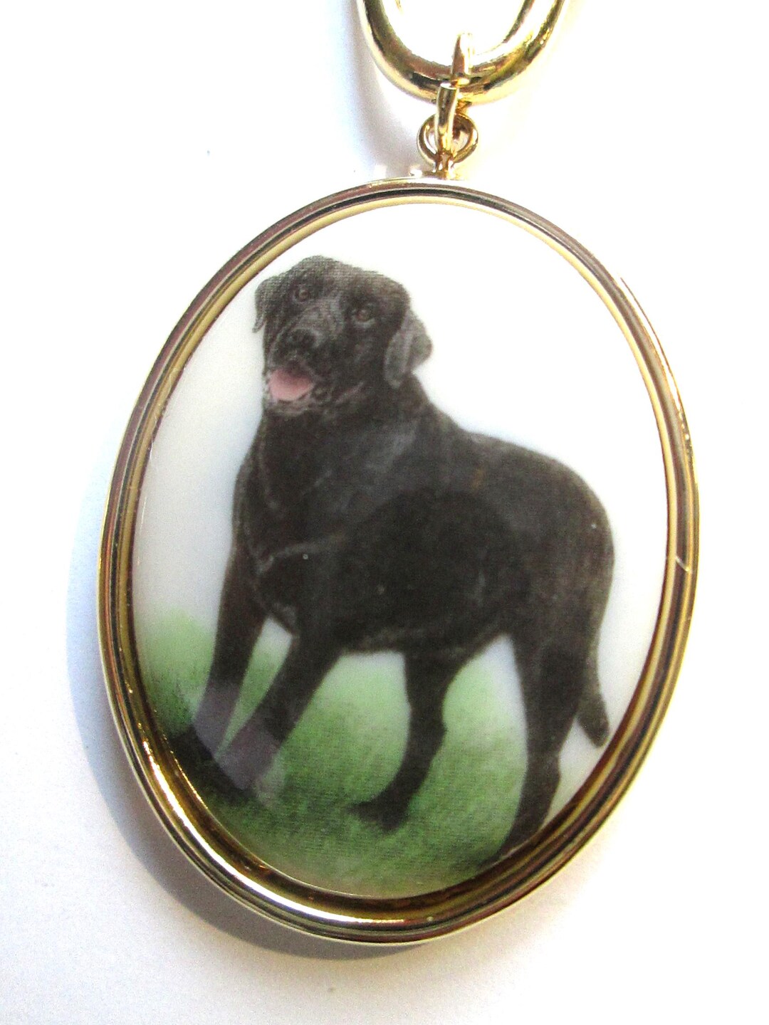 1980s Labrador Retriever Key Chain Porcelain Gold Plated With Tag - Etsy