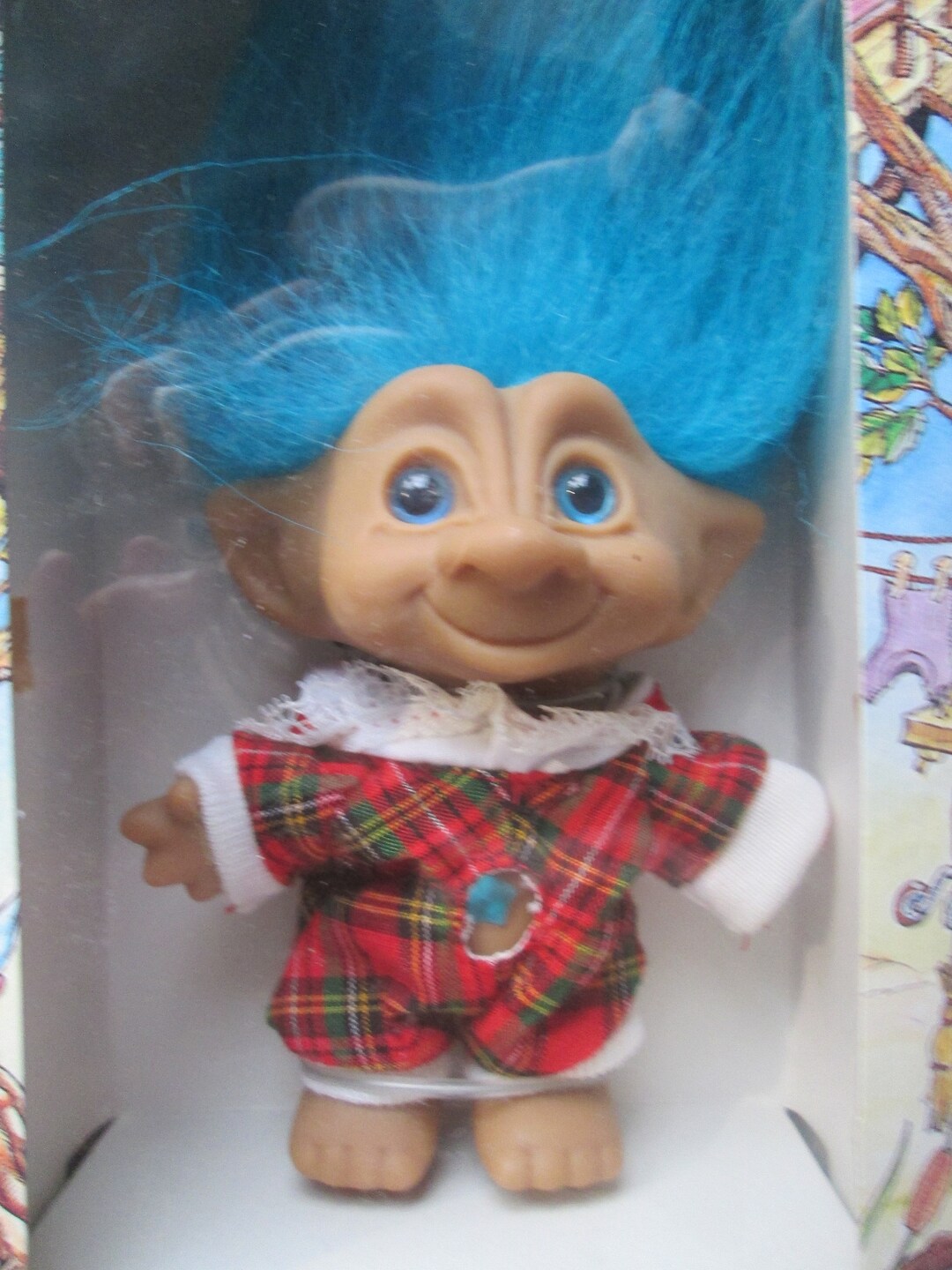 1990s Treasure Troll Doll ACE Novelty Boxed Blue Hair Plaid Outfit - Etsy