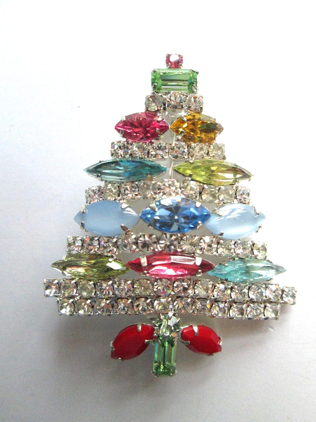 1980s KJL Kenneth Lane Christmas Tree Brooch Rhinestone - Etsy