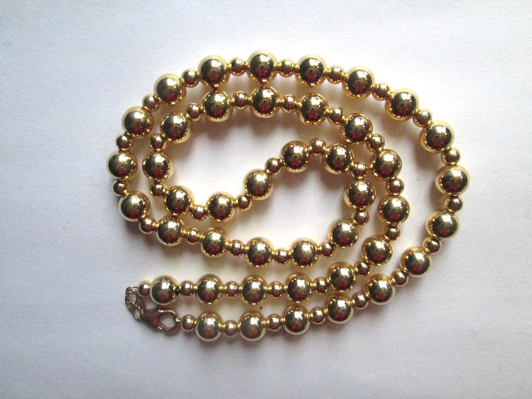 14k Eterna Solid Gold Polished Beaded 3mm 6mm Necklace - Etsy