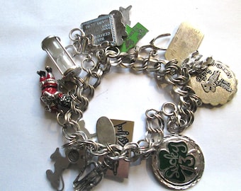 Charm Bracelet Sterling Silver Vintage With 24 Silver Charms - Etsy