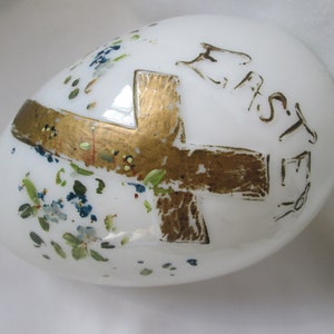 7pc 1800s Victorian Hand Blown Milk Glass Easter 6" Eggs Hand Painted ...