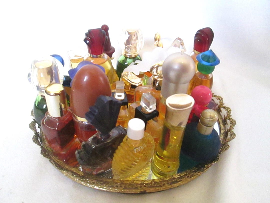1980s 25pc Miniature Designer Perfume LOT W/ Gilt Vanity Tray - Etsy