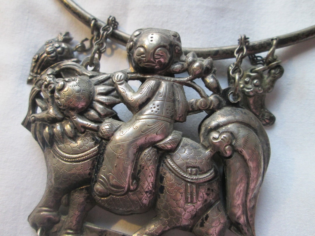 XL Antique Chinese Silver Qilin Necklace - Etsy