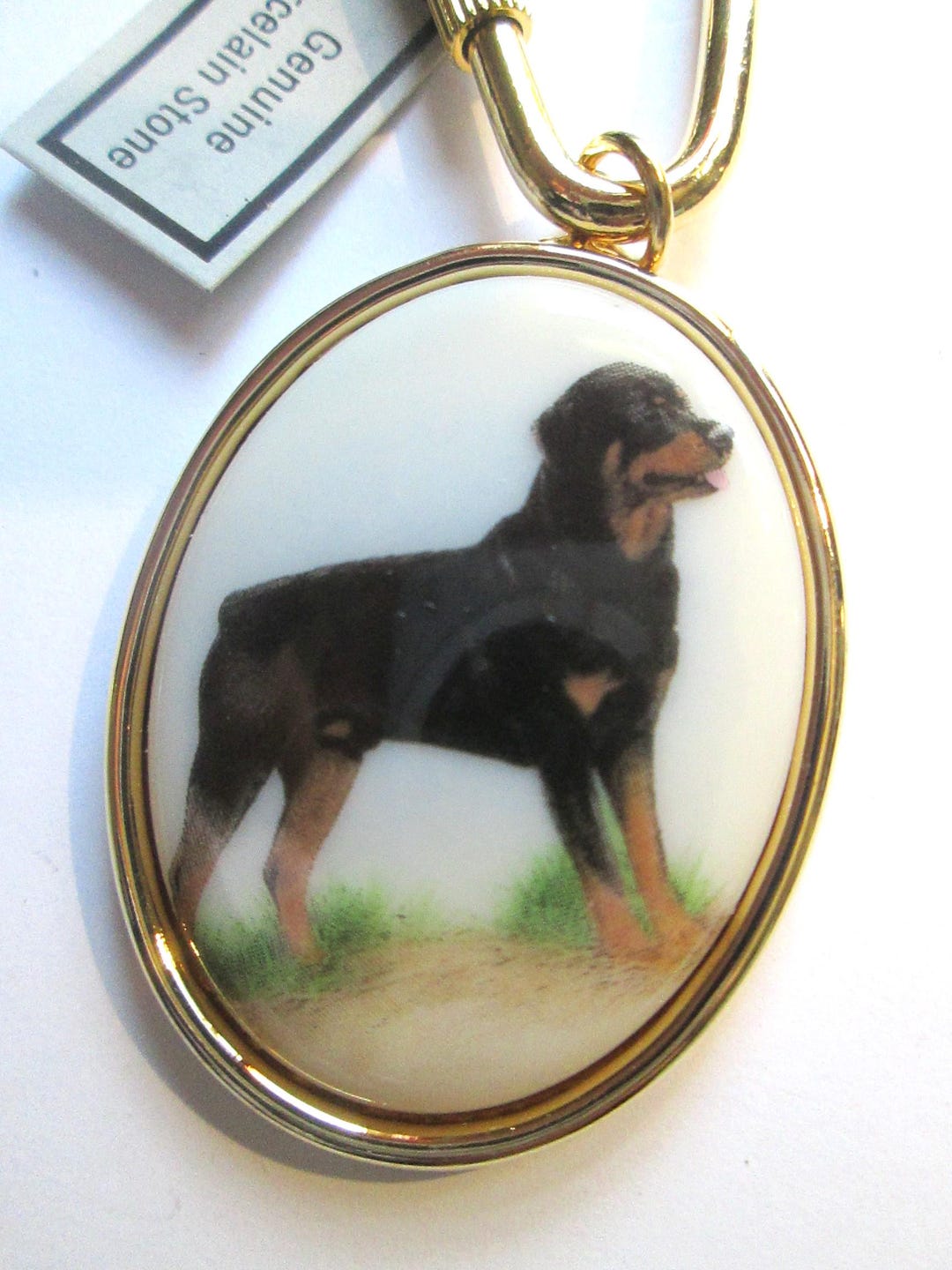 1980s Rottweiler Key Chain Porcelain Gold Plated With Tag - Etsy
