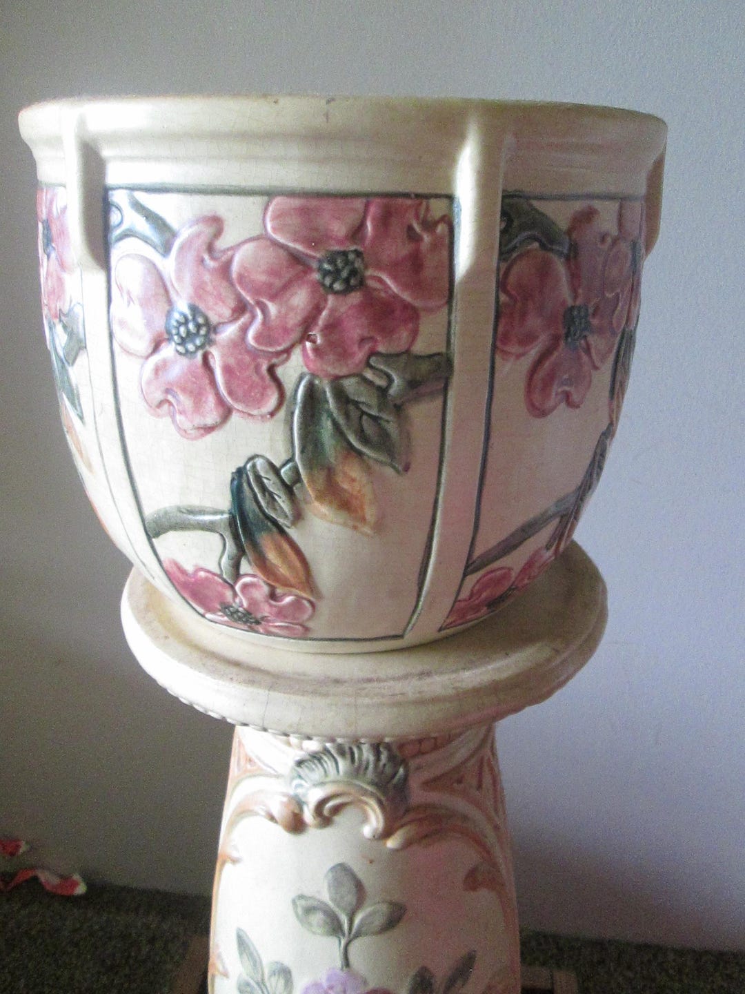 1910 Weller Pottery Jardinière Pedestal Floral Plant Stand - Etsy