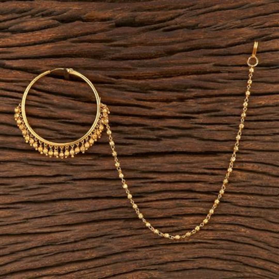 Gold Plated Indian Nose Ring: Bridal Nath Piercing Jewelry - Etsy