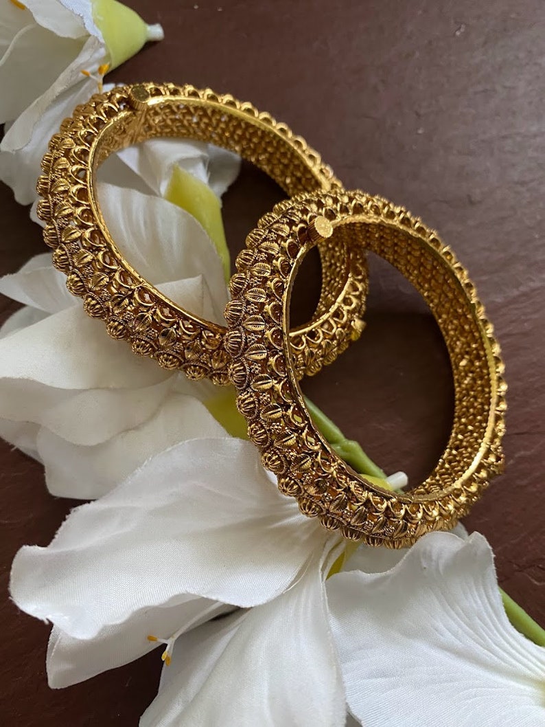 Gold Bangles/indian Bangles/antique Gold Kada/openable - Etsy