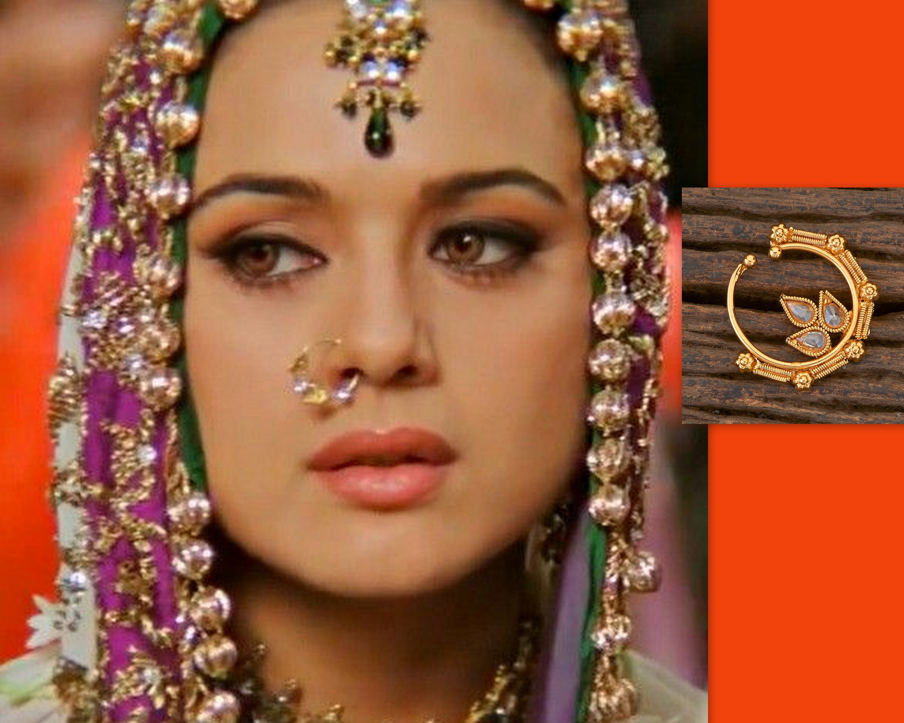 Nose Ring/ Indian Nose Ring/ Gold Nath /kundan Nose Ring/ | Etsy