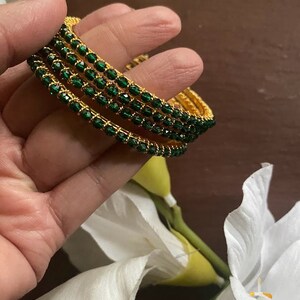 Emerald Green Bangles/cz Bangle/indian Bangles/statement Bangles/green Stone Bangles/bridal ...