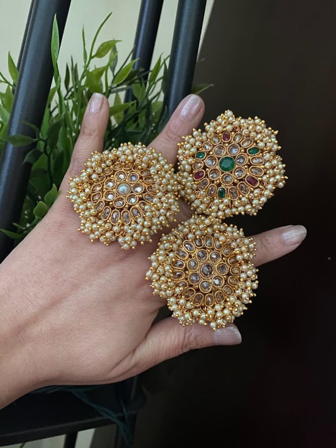 Gold Pearl Finger Ring/ Indian Pearl Ring/indian Wedding - Etsy