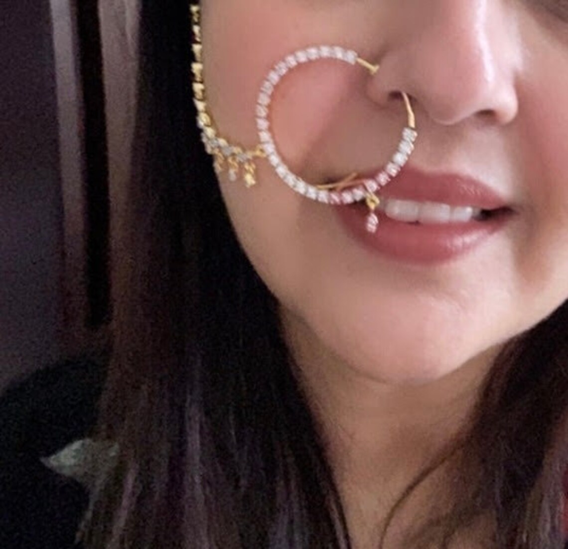 CZ Nose Ring With Gold Plating Spring Nose Ring With Gold - Etsy