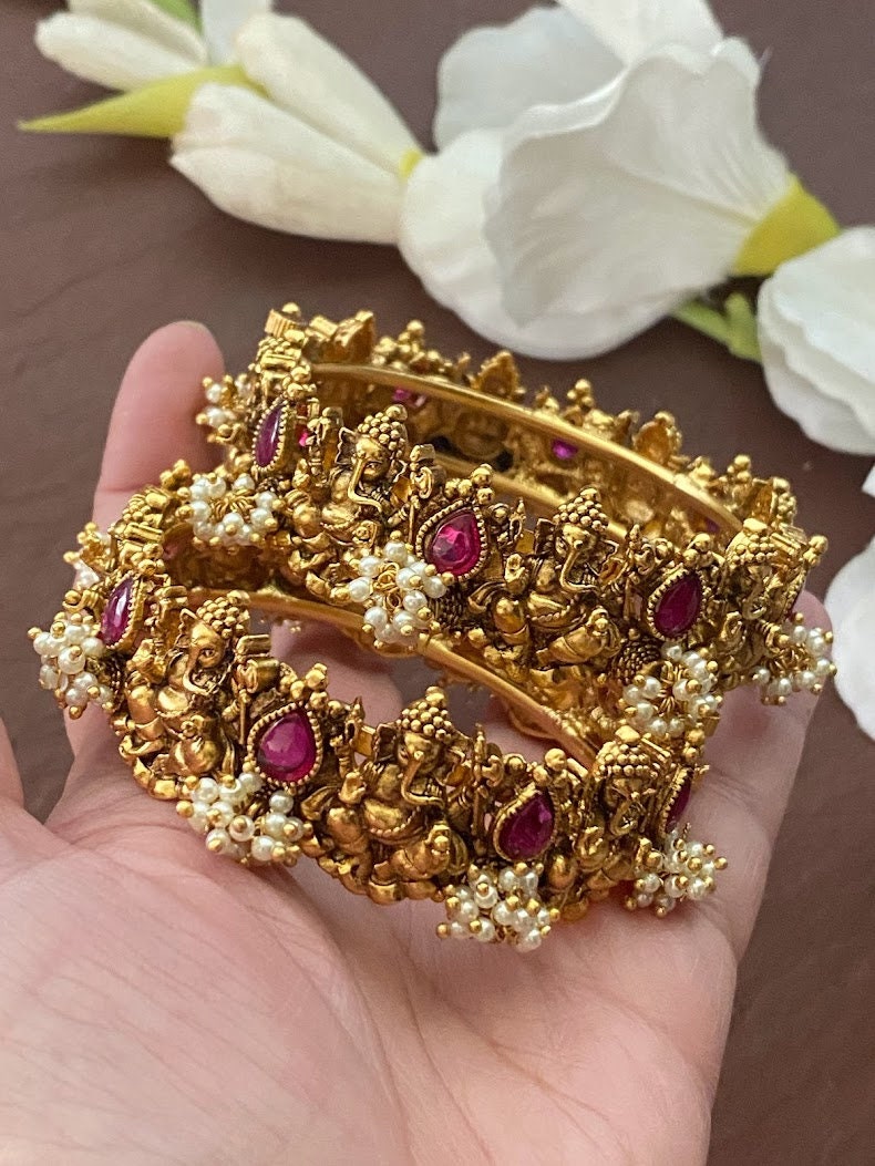 Indian Ganesh Bangles Set for Women | Gold Plated Hindu Kada ...