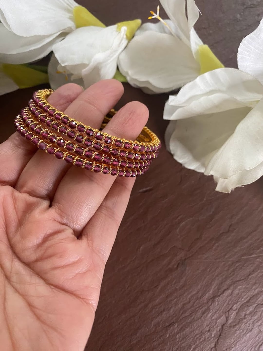 Ruby Bangles Set: 22K Gold Polish Indian Wedding Jewelry - Etsy