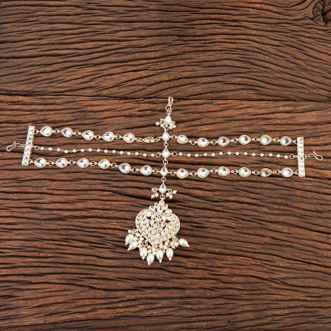 Kundan Bridal Sheesh Phool Tikka, Indian Matha Patti Hair Jewelry - Etsy