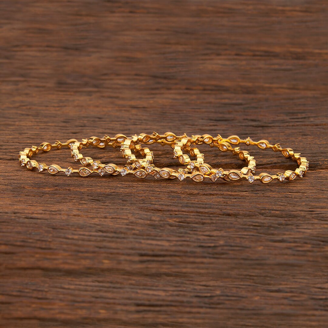 CZ Diamond Bangles Set/ CZ Stones Bangles Set / Indian Bangles/gold ...