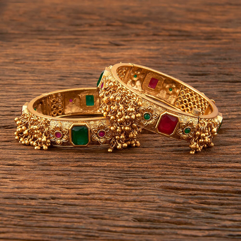 Gold Bangles/indian Bangles/matte Gold Ghungroo Kada/openable - Etsy