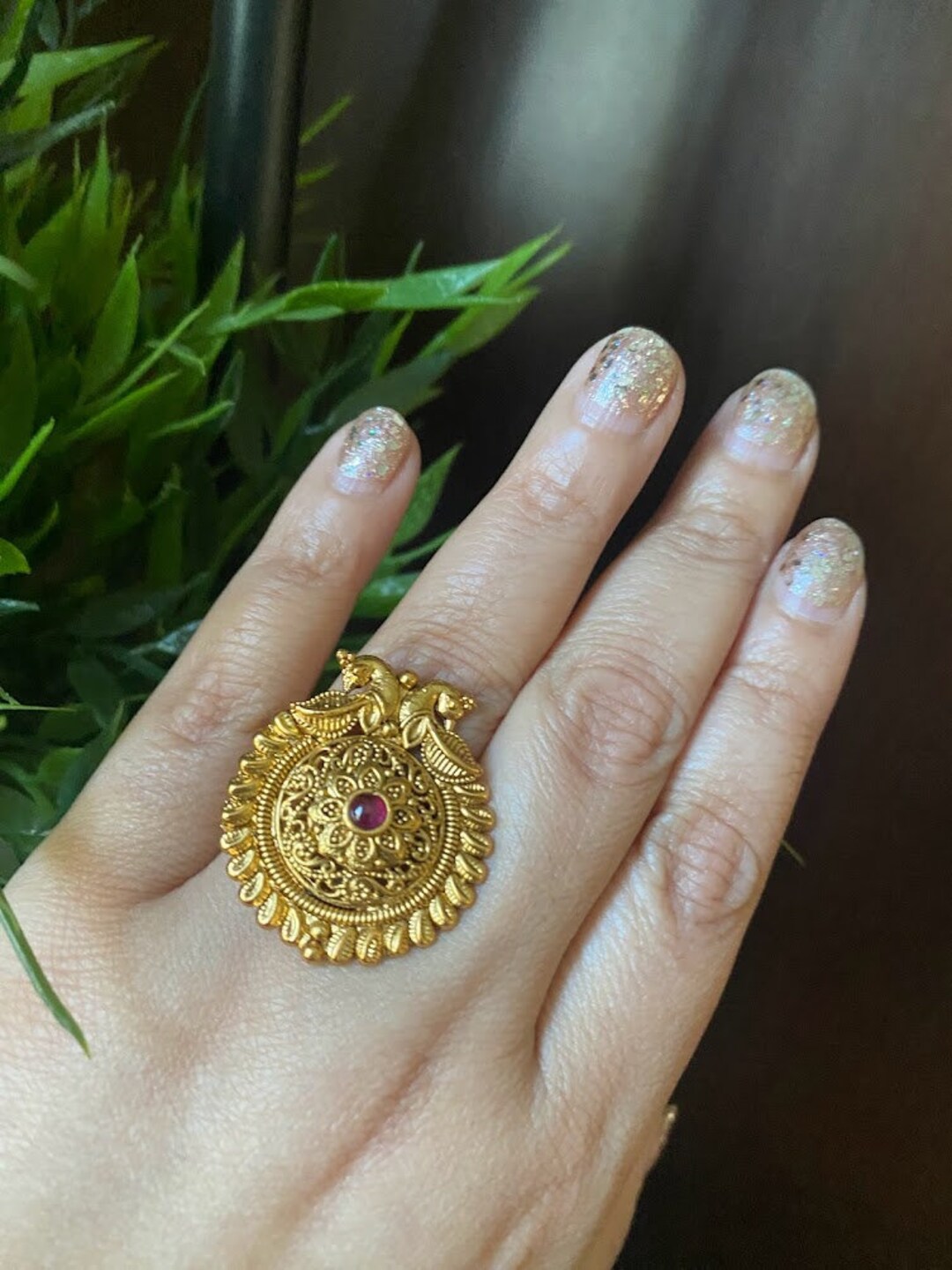 Temple Ring / Matte Gold Ring / Indian Finger Ring/ Indian Ring ...