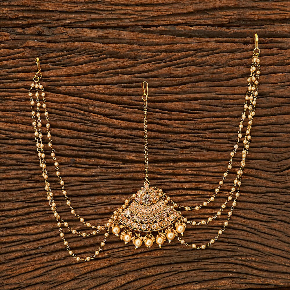 Gold Plated Bridal Matha Patti: Indian Pearl Damini Headpiece - Etsy