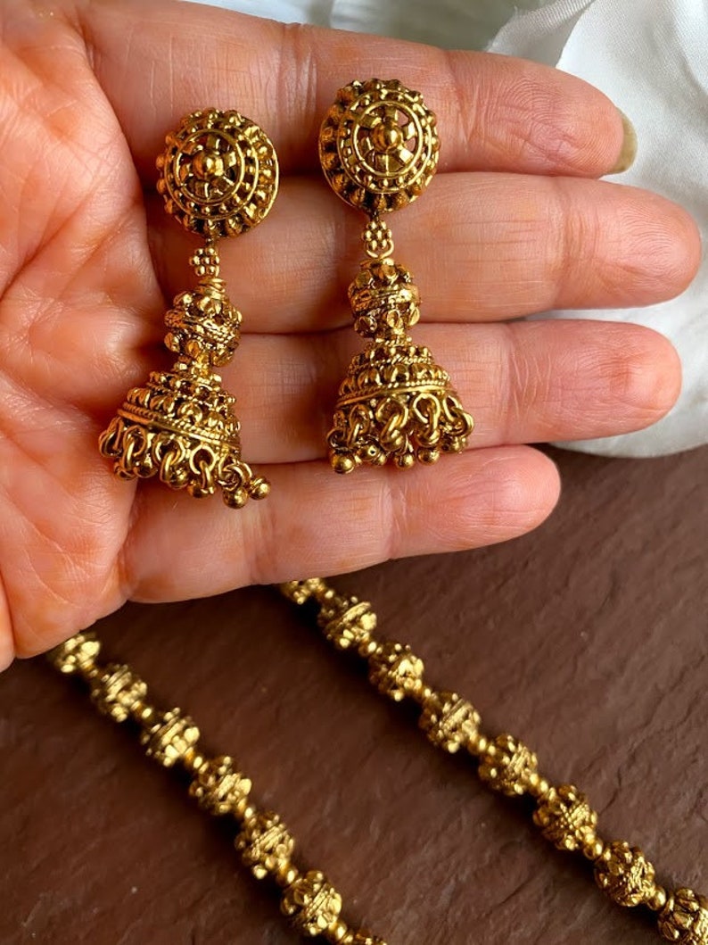 Long Necklace/gold Necklace/ Matar Mala/green Mala/temple - Etsy