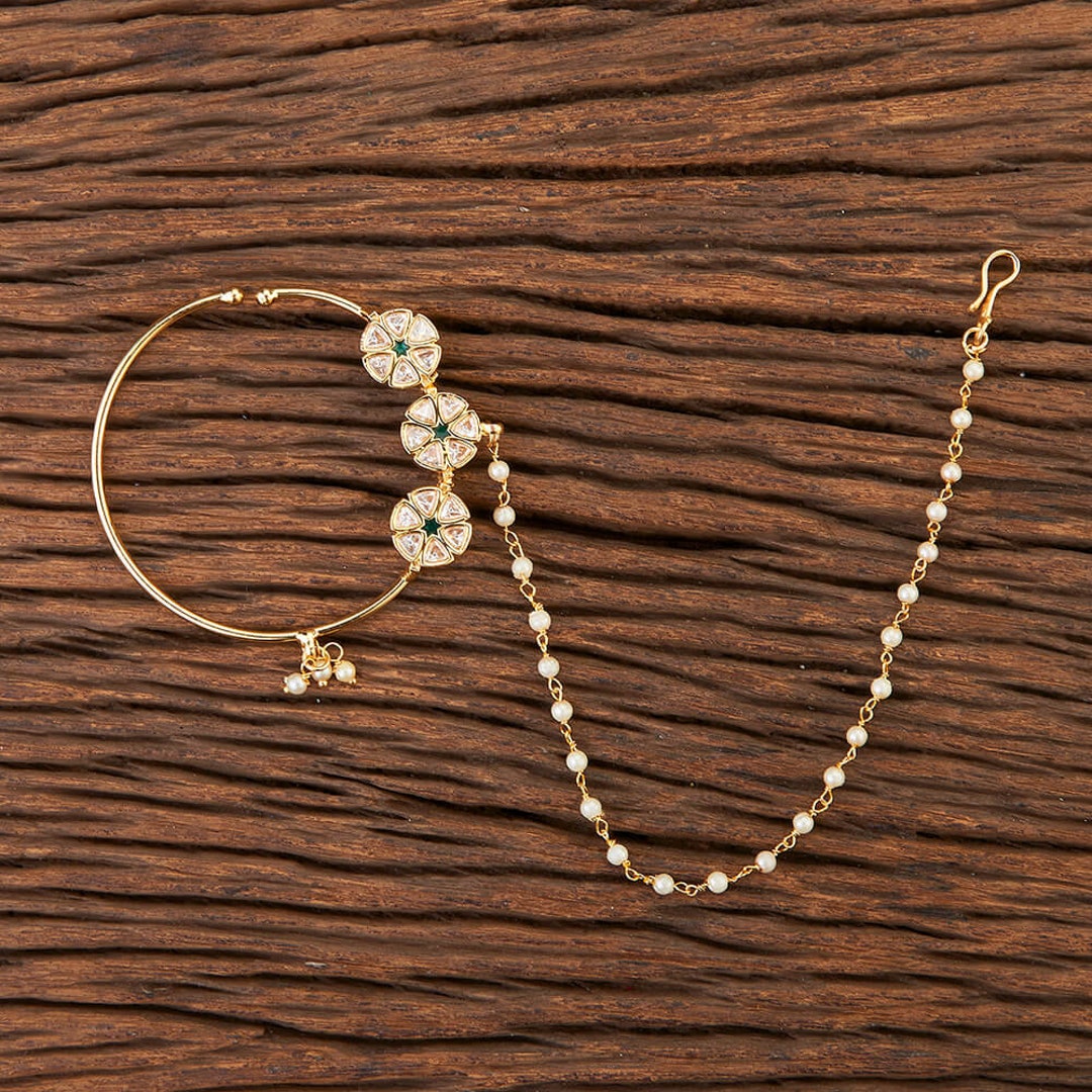 Fine Kundan Green Nose Ring/ CLIP-ON Nath /indian Nose Ring/sabyasachi ...