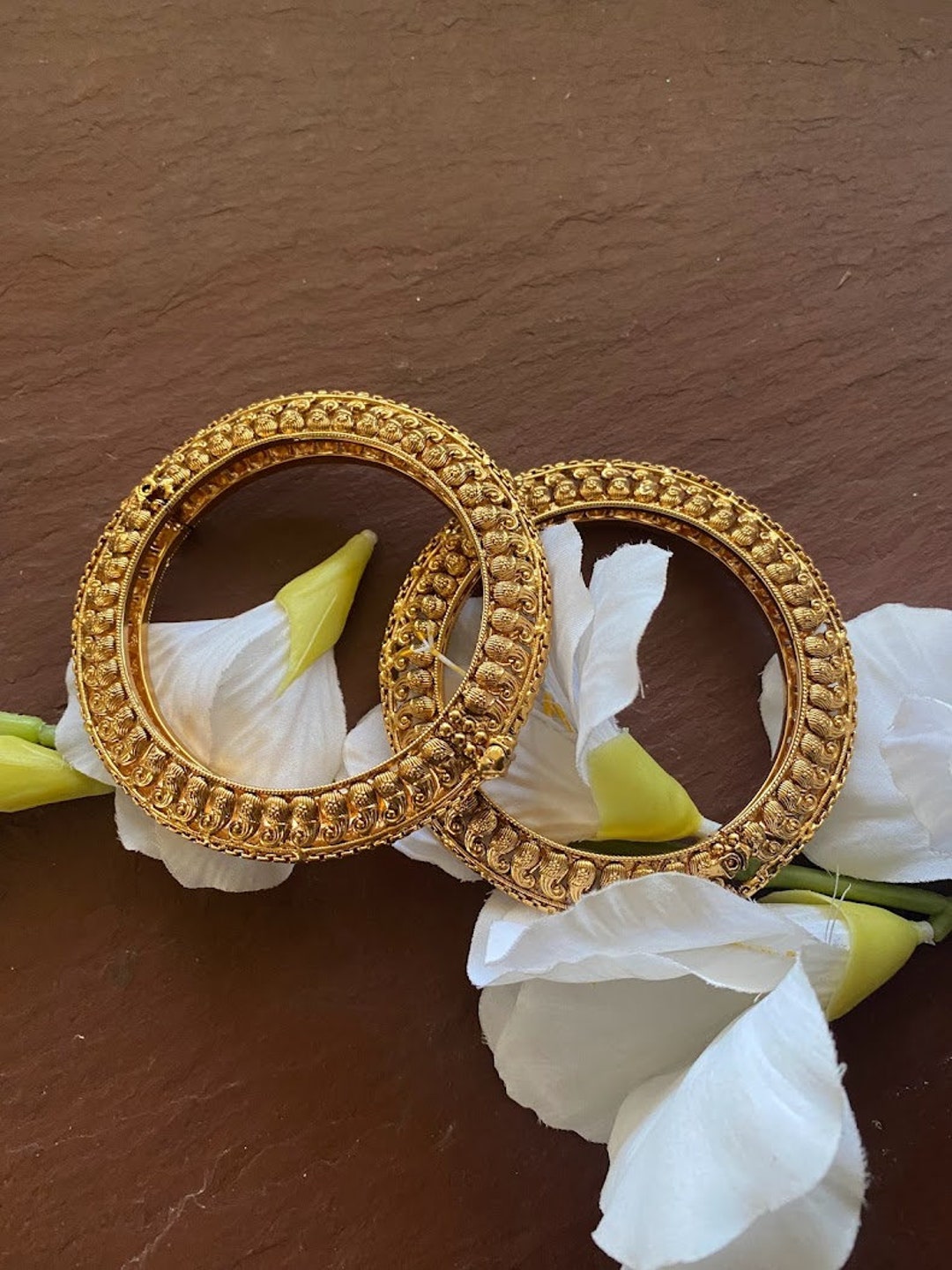 Gold Bangles/indian Bangles/antique Gold Kada/floral Bangles/temple Jewelry/amrapali Bangles ...