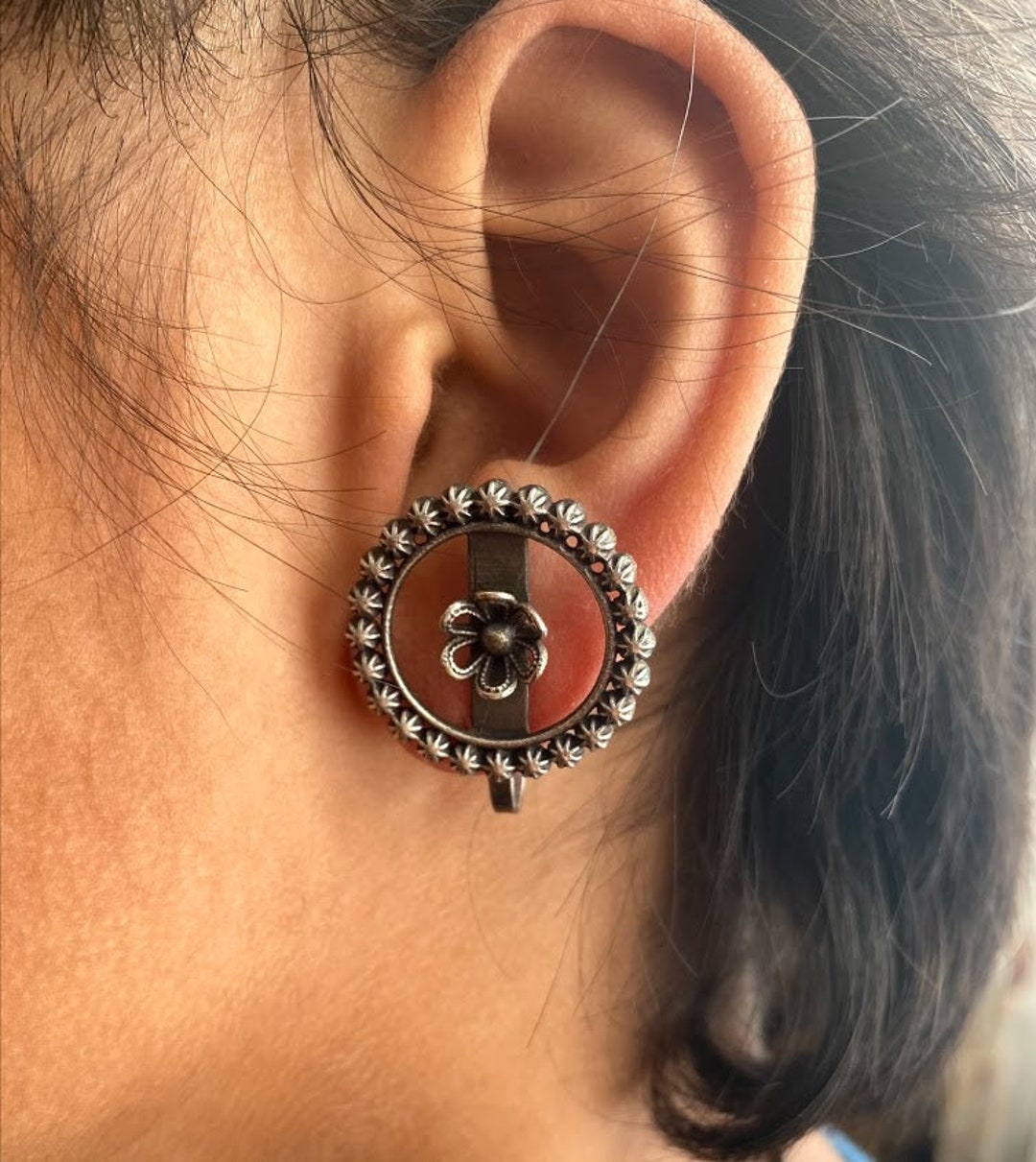 Oxidized Silver Clip on Earrings: Boho Tribal Ear Cuff - Etsy