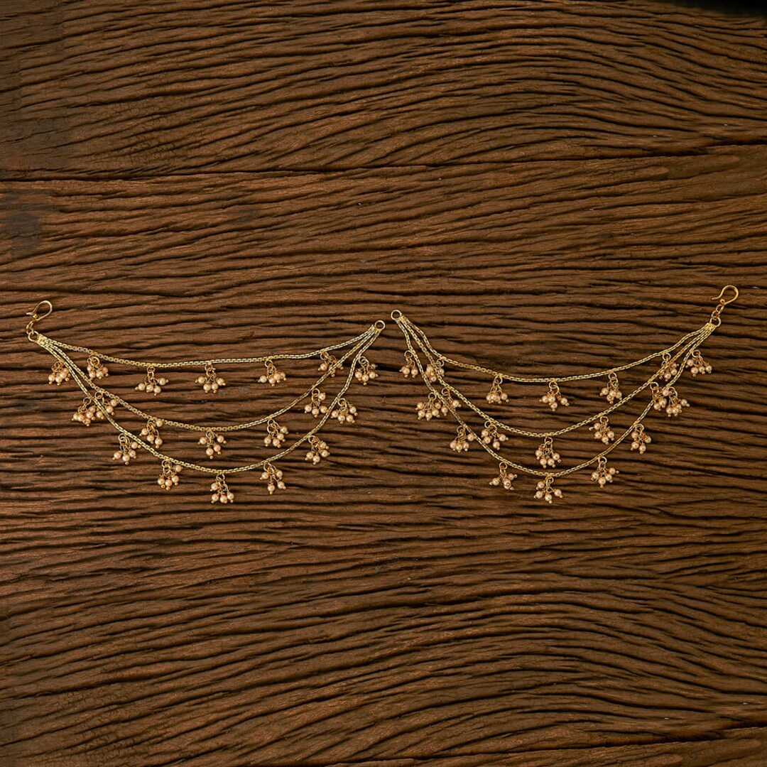 Gold Plated Pearl Ear Chain: Indian Jhumka Earring Support - Etsy