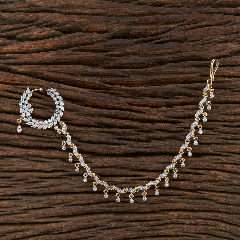 CZ Nose Ring Spring Nose Ring With Gold Chain Nath Indian - Etsy