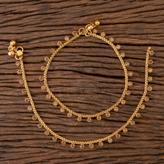 Anklets/polki Anklets/ Antique Gold Anklets/ Stone Anklets/ - Etsy