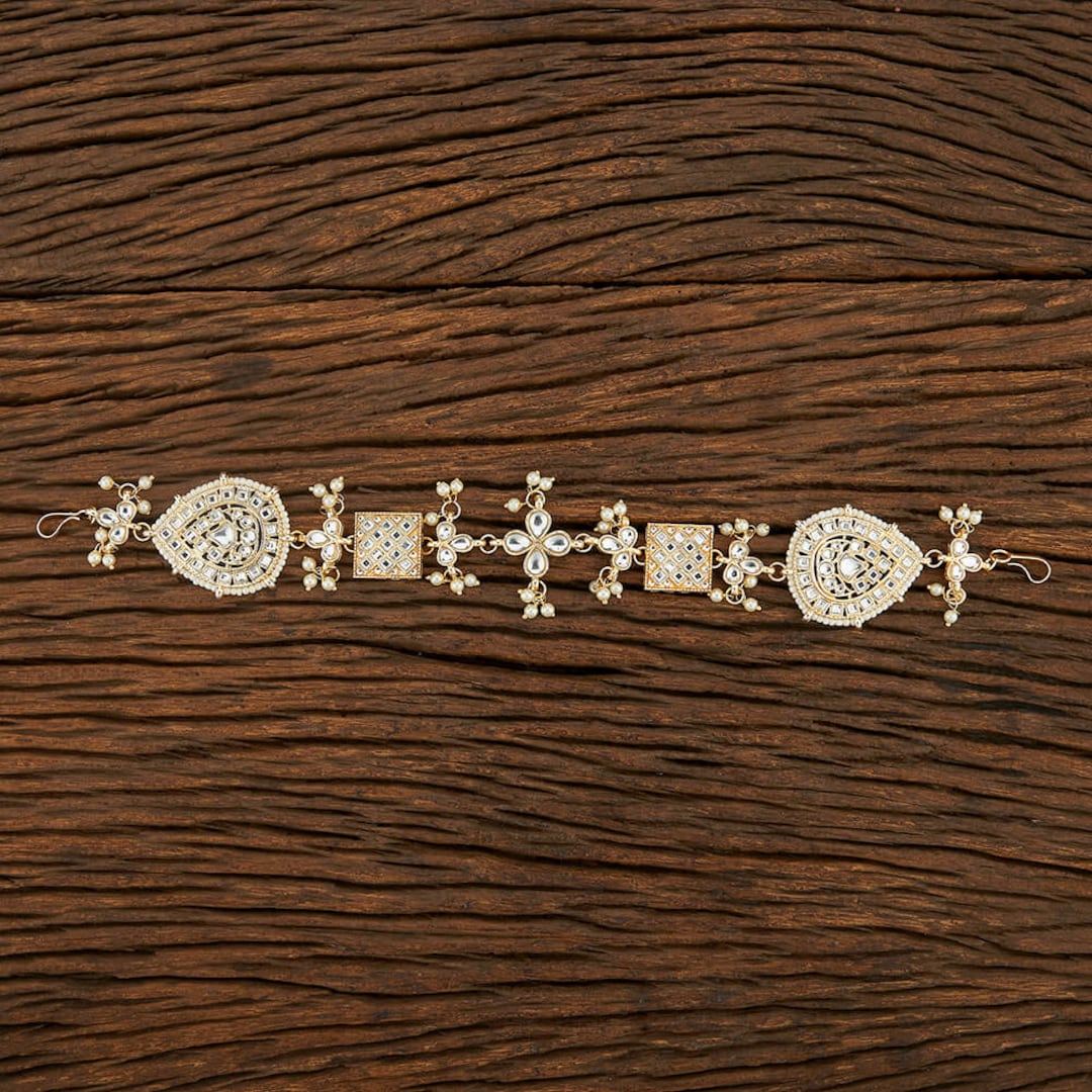 Kundan Pearl Sheesh Phool: Matte Gold Indian Bridal Headband - Etsy