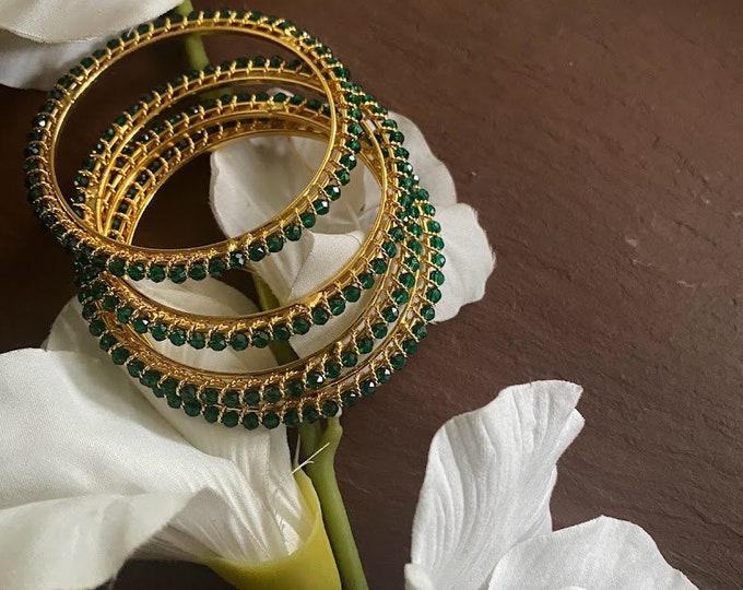 Emerald Green Bangles/cz Bangle/indian Bangles/statement Bangles/green ...