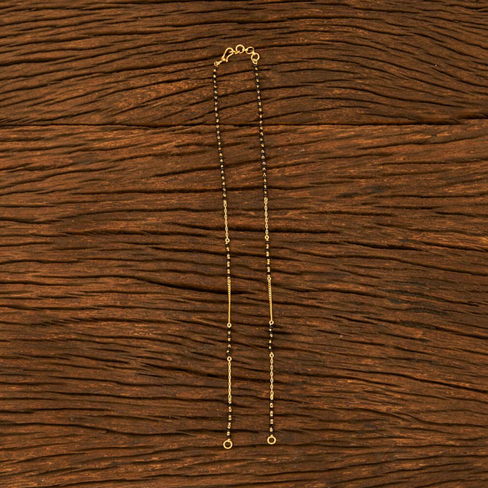 Gold Plated Mangalsutra: Indian Bridal Black Bead Chain 18" - Etsy