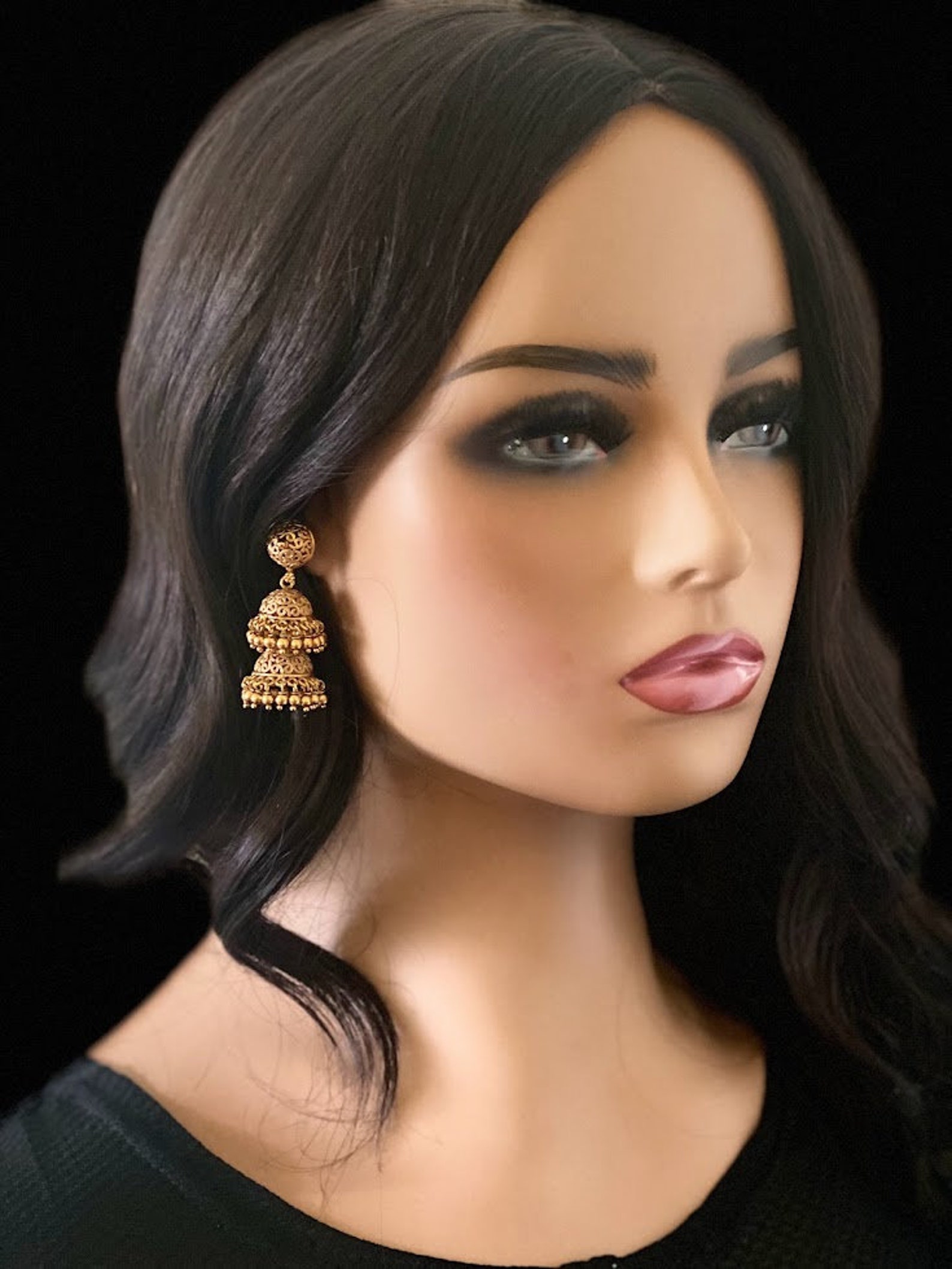 Gold Jhumka Earrings: Indian Dangle Earrings With Pearl Drops - Etsy