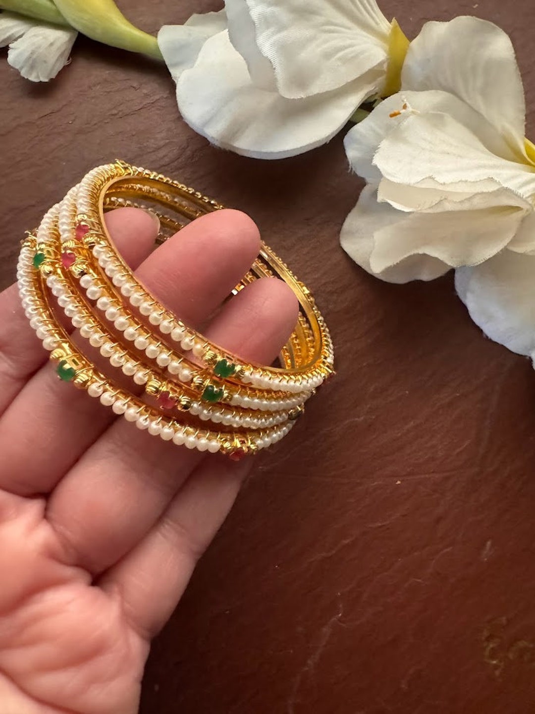 Pearl Bangles Set/ Bangles / Indian Bangles/pearl Gold Bangles / Indian ...