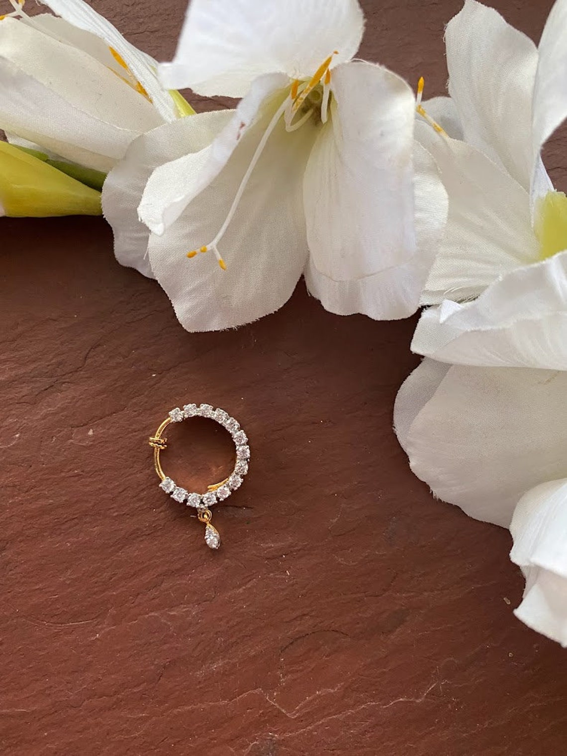 CZ Spring Nose Ring /nath/ Indian Nose Ring/ Diamond Nose - Etsy