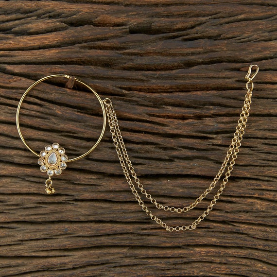 Antique gold polki Nath NON Piercing Indian Nose Ring CLIP on Nose ring Bollywood Jewelry Indian Wedding Jewelry Indian Bridal Jewelry